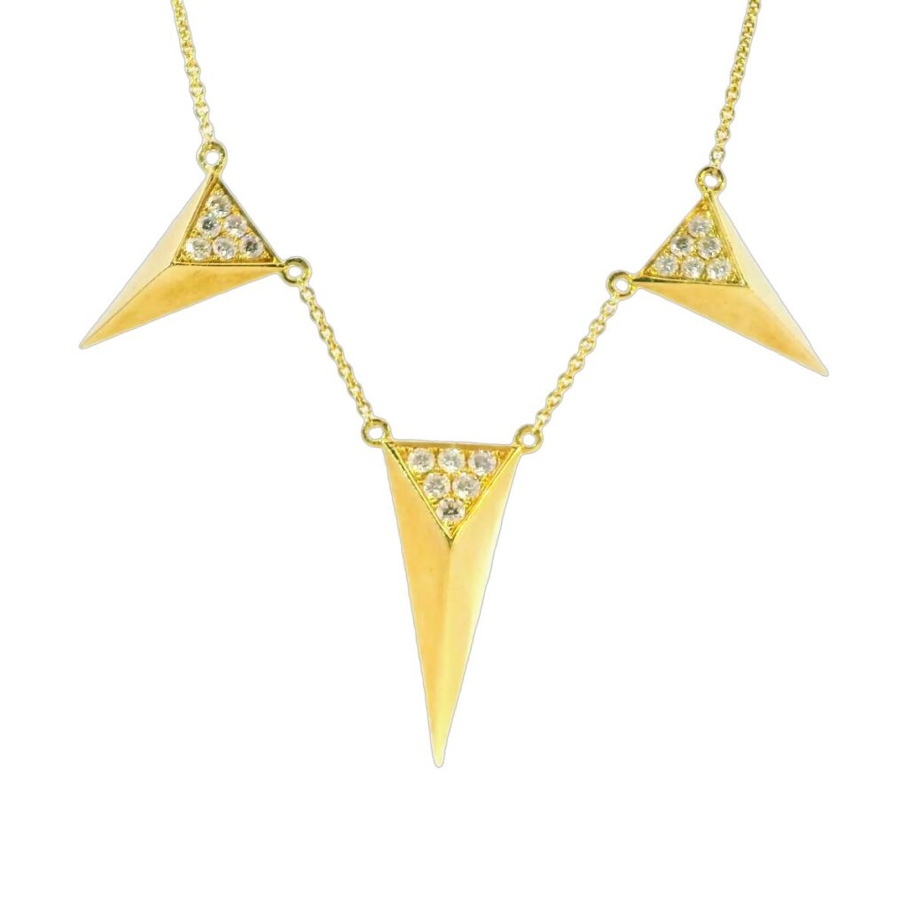 Yellow Gold Triple Triangle Diamond Necklace – Mark Diamond’s